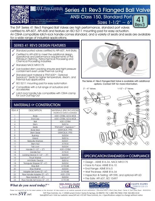 Series 41 Rev3 Flanged Ball Valve - SVF Flow Controls, Inc.