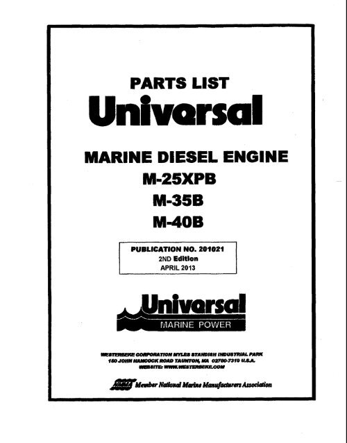 201021 Parts Manual M25XPB-M35B-M40B revision 2 ... - Westerbeke