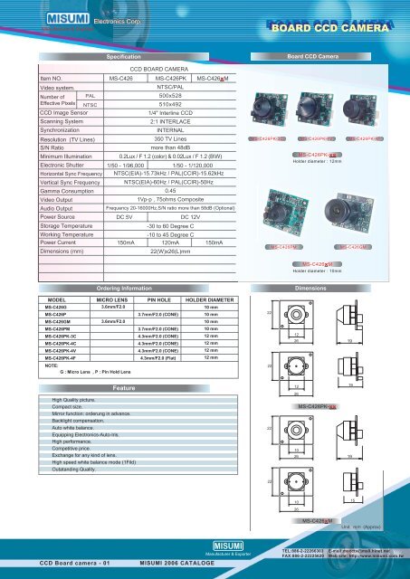 BOARD CCD CAMERA - misumi electronics corp.