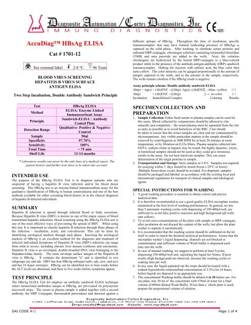 HBsAg ELISA kit - ELISA kits - Rapid tests