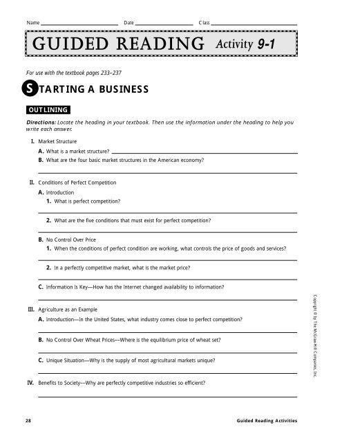 Guided Reading Activities