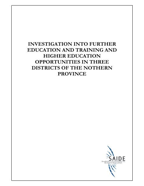 Investigation into Further Education and Training and Higher