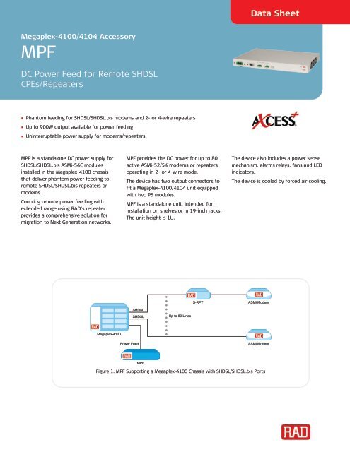 Data Sheet DC Power Feed for Remote SHDSL CPEs/Repeaters