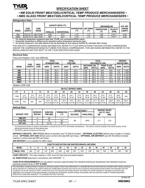 specification sheet nm/nmg â ¢ nm solid front meat/deli ... - Hillphoenix