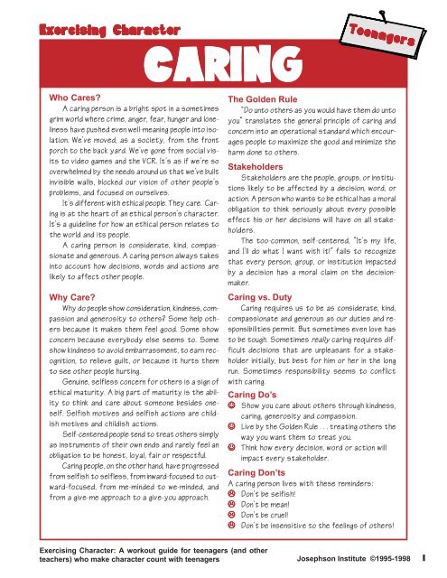 CARING - Character Counts