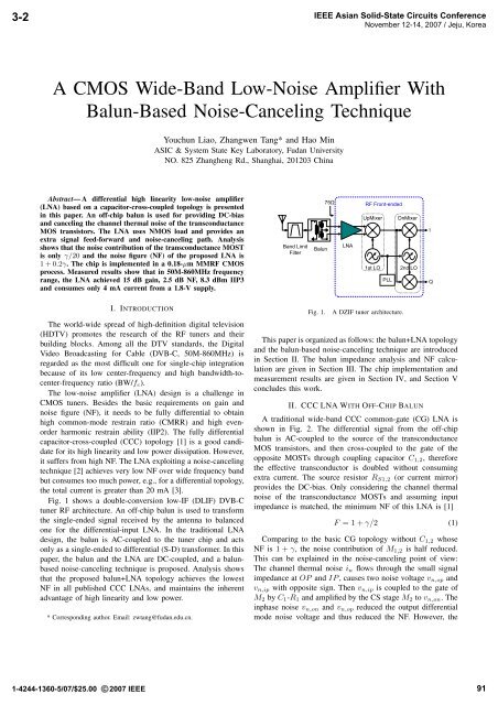 3-2 A CMOS Wide-Band Low-Noise Amplifier with Balun-Based ...