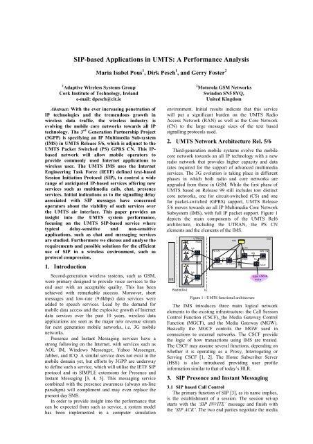 SIP-based Applications in UMTS: A Performance Analysis