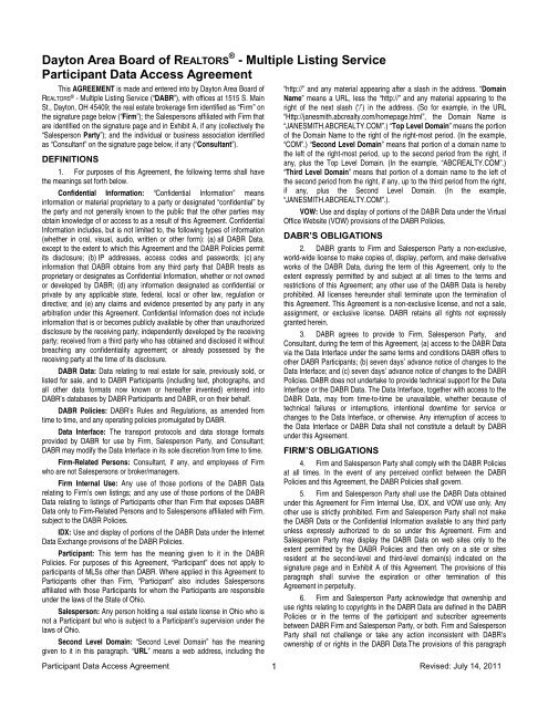 Multiple Listing Service Participant Data Access ... - Multiple Choices