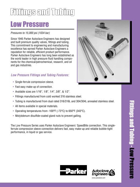 Low Pressure Fittings and Tubing - Autoclave Engineers