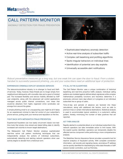 CALL PATTERN MONITOR - Metaswitch