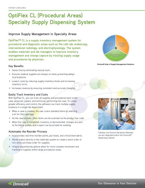 OptiFlex CL (Procedural Areas) Specialty Supply Dispensing System