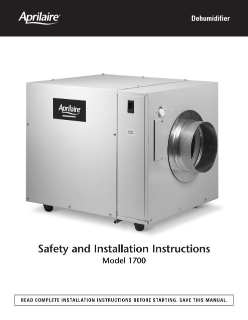 Safety And Installation Instructions - Alpine Home Air Products