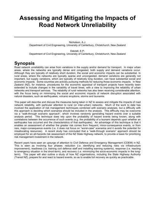 23 Assessing And Mitigating The Impacts Of Road Network Unreliability