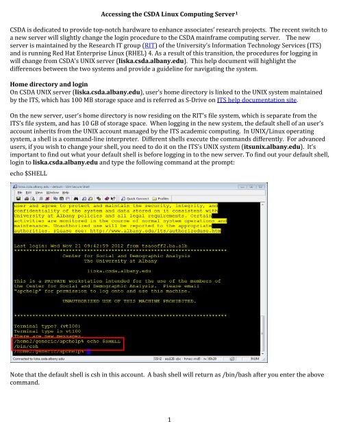 Accessing CSDA's Linux Server