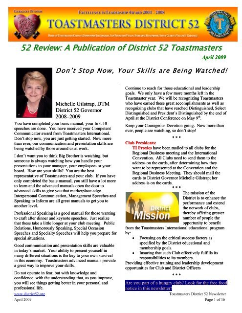 Toastmasters District 52 Newsletter - District 52 Toastmasters