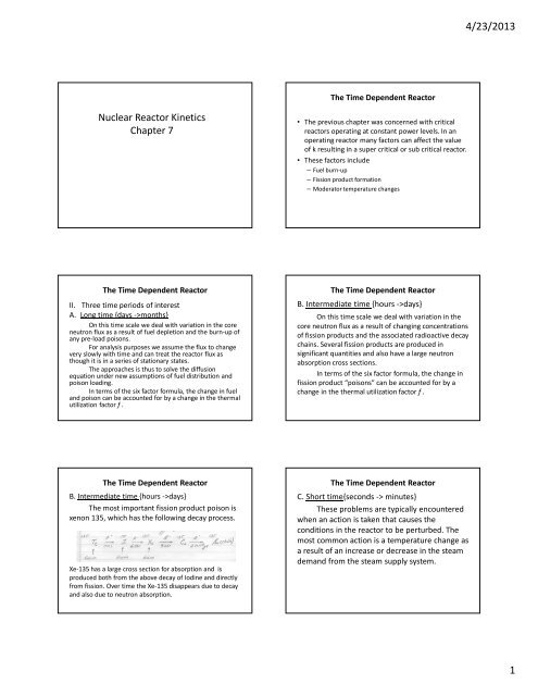 Nuclear Reactor Kinetics Chapter 7