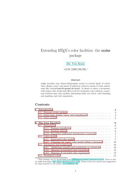 Extending LATEX's color facilities: the xcolor package