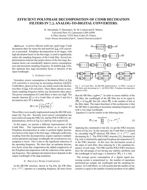 Efficient Polyphase Decomposition Of Comb Decimation Citeseerx