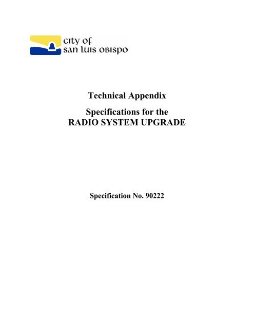 Technical Appendix Specifications for the RADIO SYSTEM UPGRADE