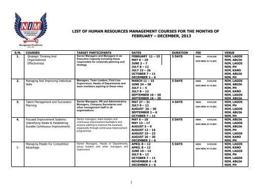 Training - Nigerian Institute of Management