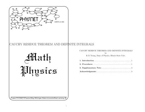 m490; Cauchy Residue Theorem and Definite ... - Project PHYSNET