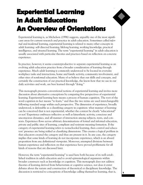 Experiential Learning in Adult Education: An ... - Methodenpool