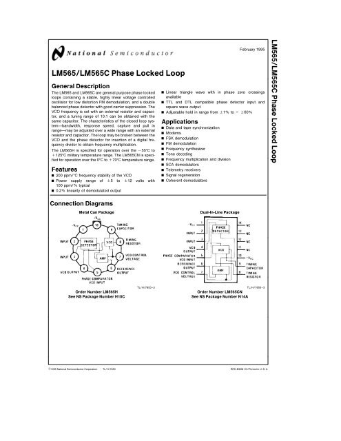 LM565/LM565C Phase Locked Loop