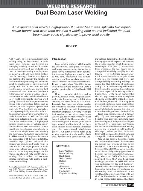 Dual Beam Laser Welding - Perusion