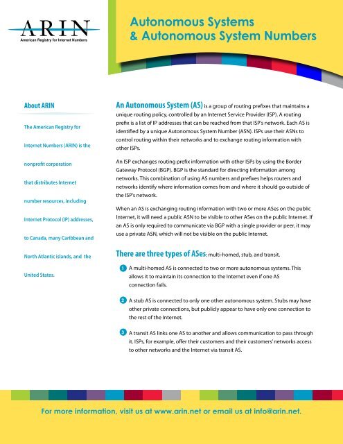 Autonomous Systems And Autonomous System Numbers Arin