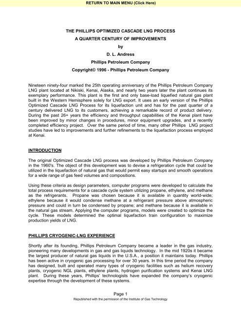 Page 1 THE PHILLIPS OPTIMIZED CASCADE LNG PROCESS A ...