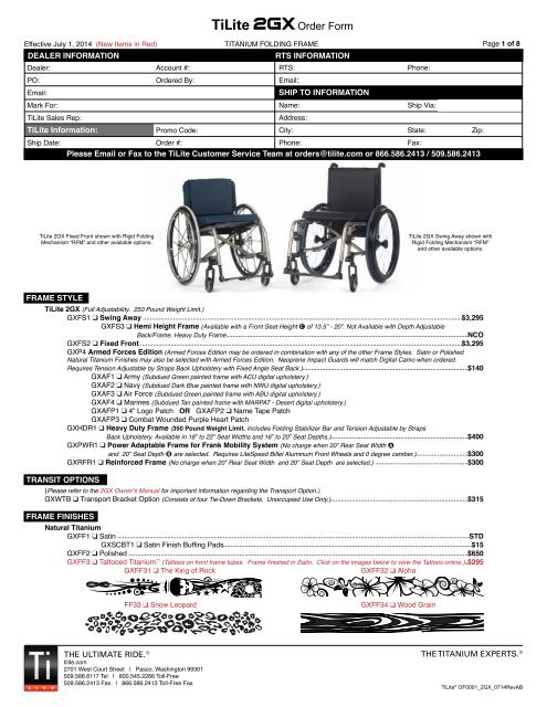 TiLite Order Form - SouthwestMedical.com