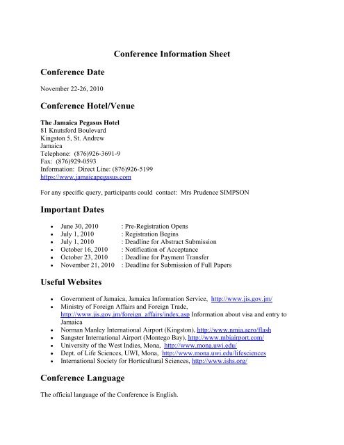 Conference Information Sheet Conference Date Conference Hotel ...