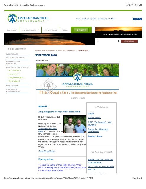 The Register_November 2010 - Appalachian Trail Conservancy