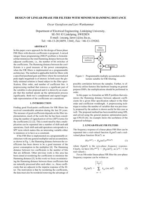 Design of linear-phase FIR filters with minimum ... - ResearchGate
