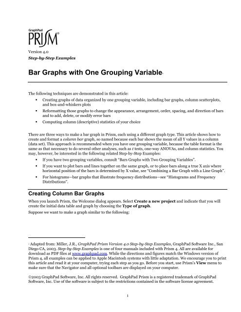 Bar graphs with one group - GraphPad