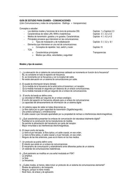 GUÃ A DE ESTUDIO PARA EXAMEN â COMUNICACIONES (Libro ...