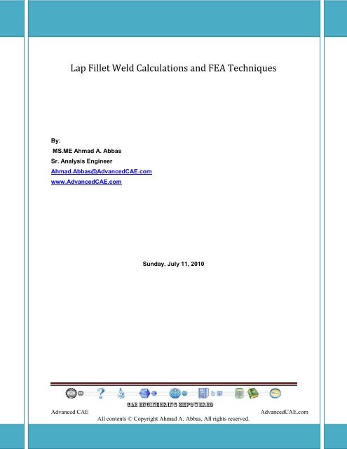 Lap Fillet Weld Calculations and FEA Techniques - AdvancedCAE