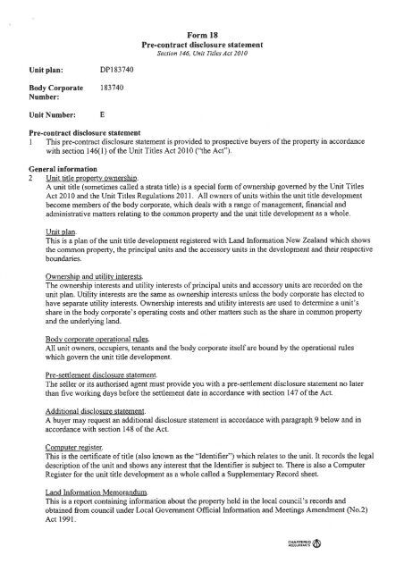 Form 18 Pre-contract disclosure statement - CampaignTrack