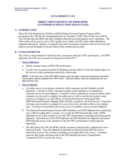 (DPM) CUSTOMER SATISFACTION SURVEY (CSS) - United States ...