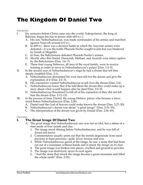 The Kingdom Of Daniel Two | Sermon Outline - Free Sermon Outlines