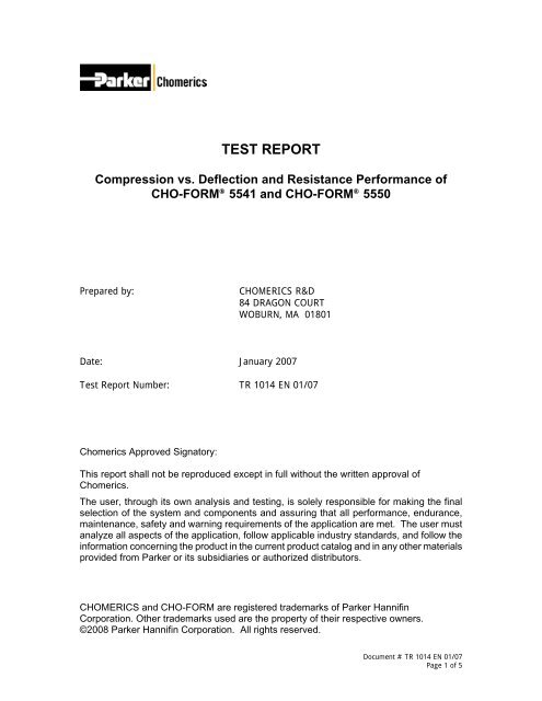 CHOFORM 5550 and 5541 Compression/Deflection - Darcoid