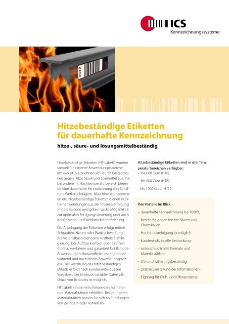 Hitzebeständige Etiketten für dauerhafte Kennzeichnung