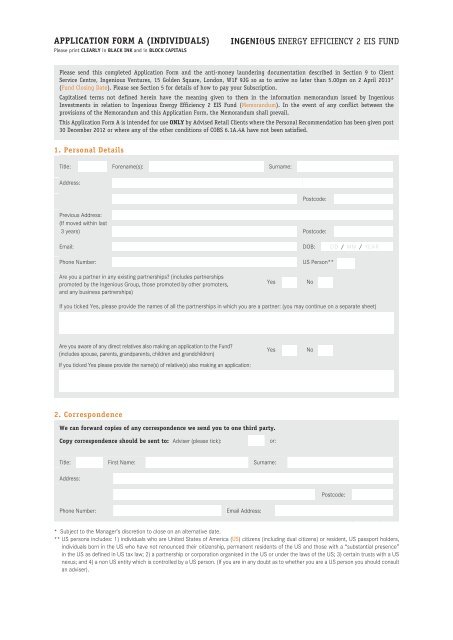 Energy Efficiency 2 Application Form A v5 ... - Ingenious Media