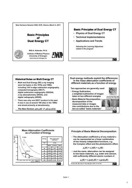 Basic Principles of Dual Energy CT