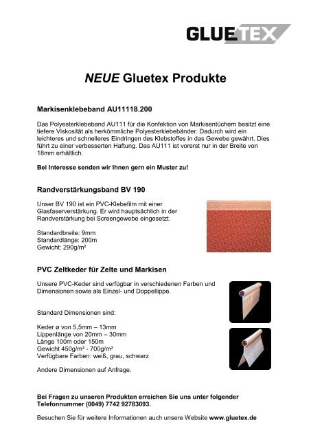 NEUE Gluetex Produkte