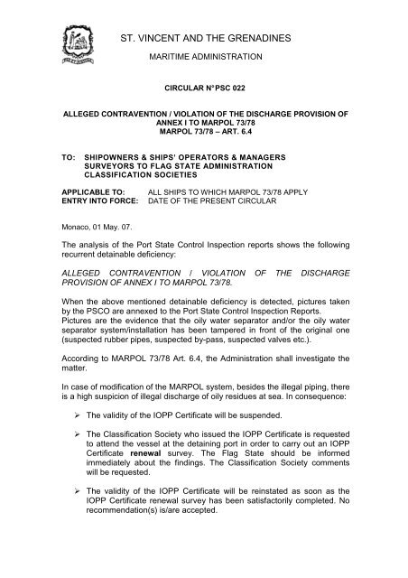 PSC 022 Marpol Violation - PRS