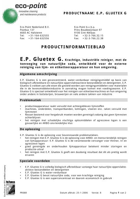 PRODUCTINFORMATIEBLAD EP Gluetex G. Krachtige ... - Eco-point