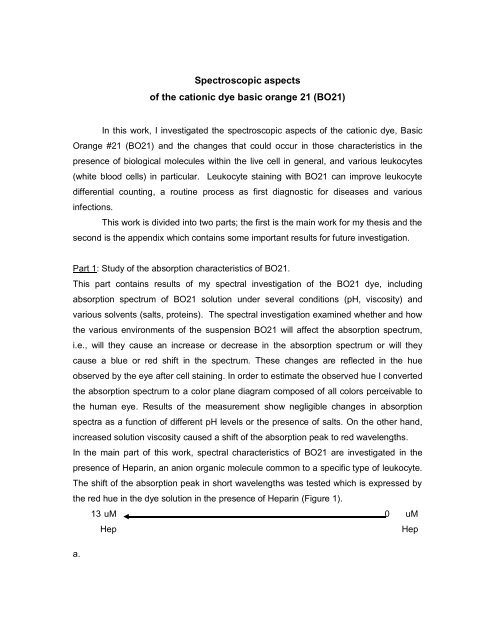 Spectroscopic aspect of the cationic dye Basic Orange 21