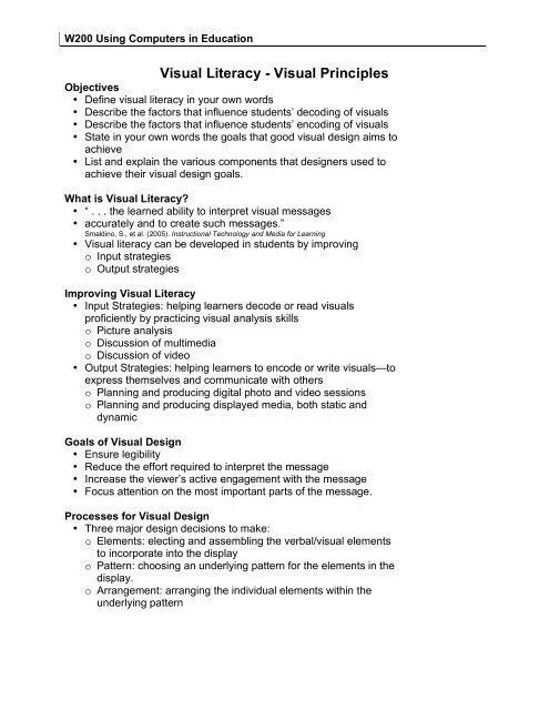 Visual Literacy - Visual Principles - Spitzertech.com