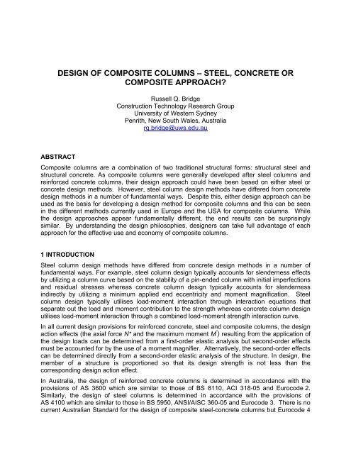 Design of Composite Columns